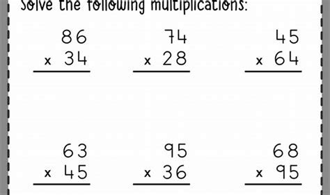 Multiplying 2 Digit Numbers Worksheet