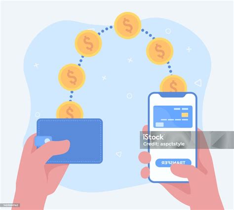 온라인 지불 및 디지털 청구서 개념 모바일 뱅킹 앱 및 신용 카드 결제 돈과 지갑 그림이 있는 전화기를 들고 있습니다 계산대에 대한 스톡 벡터 아트 및 기타 이미지 Istock