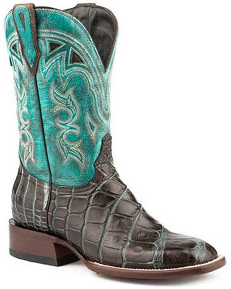 Stetson Womens Madrid Exotic Alligator Western Boots Broad Square