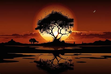 Premium Ai Image The Setting Sun Background