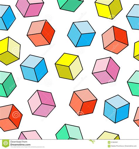 Pattern Of Multi Colored Cubes Stock Vector Illustration Of Computer Graphic 91663561