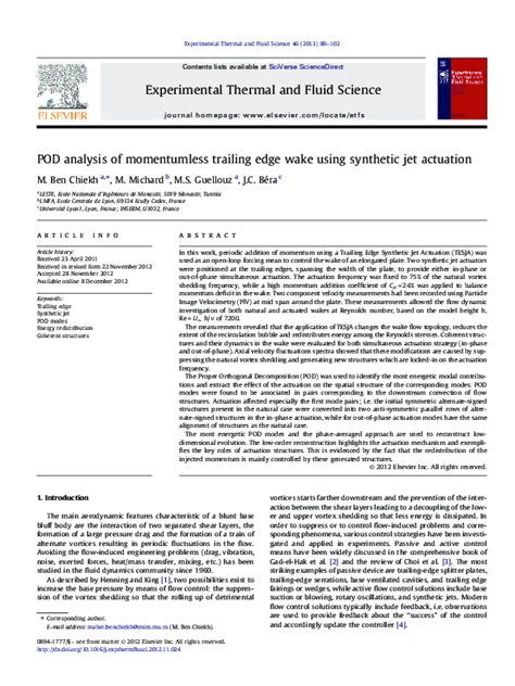 Pdf Pod Analysis Of Momentumless Trailing Edge Wake Using Synthetic