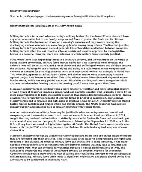📌 Essay Example On Justification Of Military Force