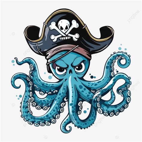 Cute Octopus Pirate With Tshirt Design Premium Cute Ocean Octopus