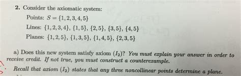 Solved Consider The Axiomatic System Points S 1 2 3