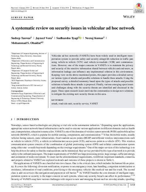 Pdf A Systematic Review On Security Issues In Vehicular Ad Hoc Network