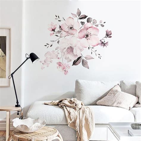 Large Pink Peony Flower Wall Stickers Romantic Flo Vicedeal