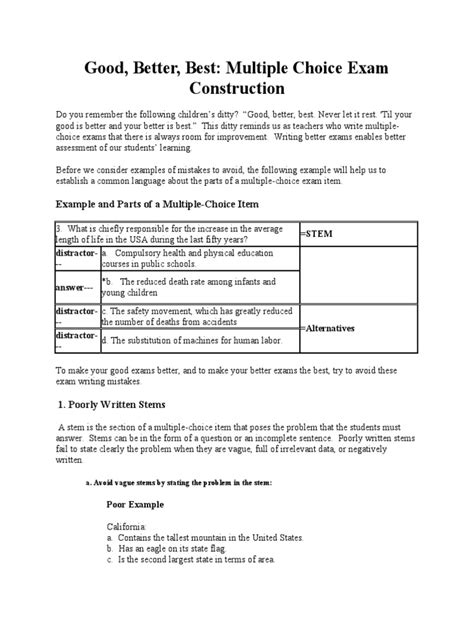Examples Of Good Multiple Choice Items Pdf Multiple Choice Test