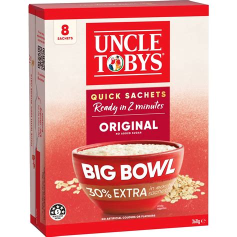Calories In Uncle Tobys Original Big Bowl Oats Sachets Calcount