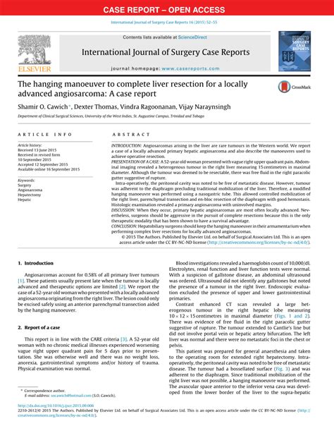 Pdf The Hanging Manoeuver To Complete Liver Resection For A Locally