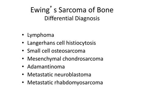 Ppt Ewing S Sarcoma Of Bone Differential Diagnosis Powerpoint