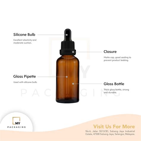 Amber Glass Bottle 5ml To 100ml Anti Theft Glass Dropper Cap For