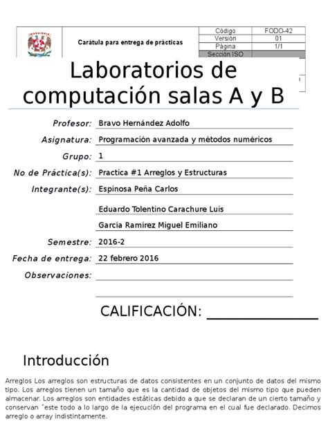 Practica 1 Programación Avanzada Y Métodos Numericos Pdf Programa