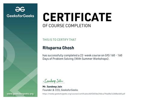 completed 160 days of code challenge on geeksforgeeks rituparna ghosh posted on the topic