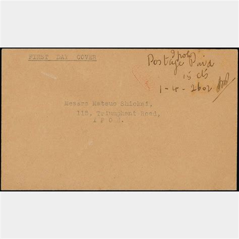Malaya Covers And Cancellations Perak 1942 1 Apr Locally Addressed