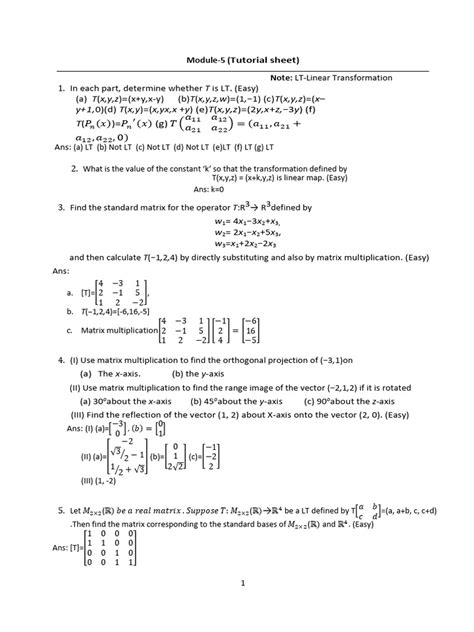 Bmat201l Tutorial Sheet Module 5 Pdf