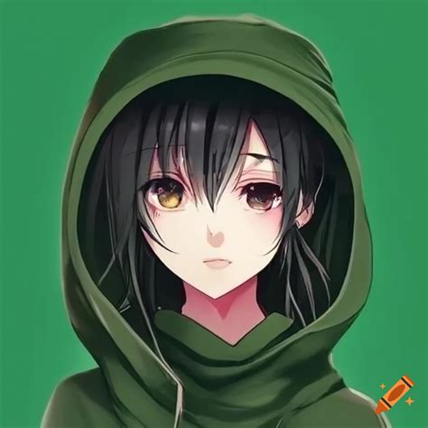 Anime Girl With Black Hair And Green Eyes On Craiyon