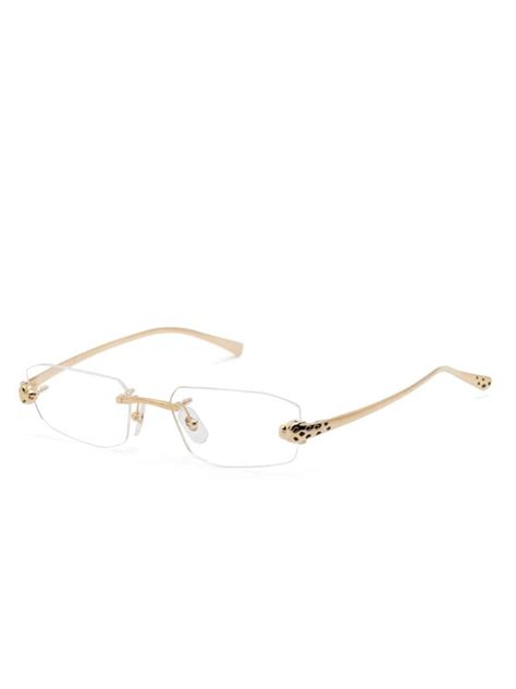 Cartier Rectangle Frame Rimless Glasses Gold Rimless Glasses
