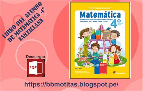 LIBRO DEL ALUMNO DE MATEMATICA 4º SANTILLANA MATERIALES EDUCATIVOS