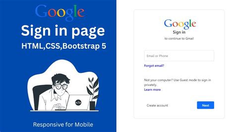 Login form google using html css bootstrap 5 | How to Create Responsive ...