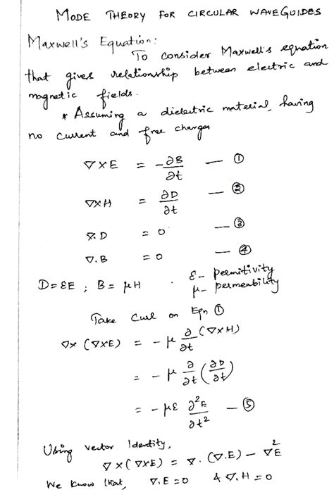Mode Theory Notes Mode Theory For Circular Wave Guides Equation To Consider Equation That