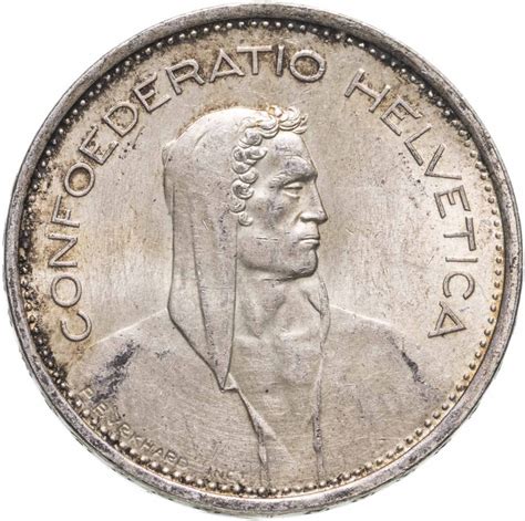 Монета Швейцария 5 франков (francs) 1969 стоимостью 2716 руб.