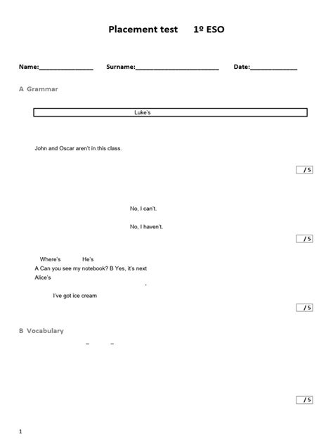 1ºeso placementtest pdf