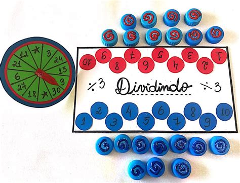 Jogo de divisão feito material reciclável