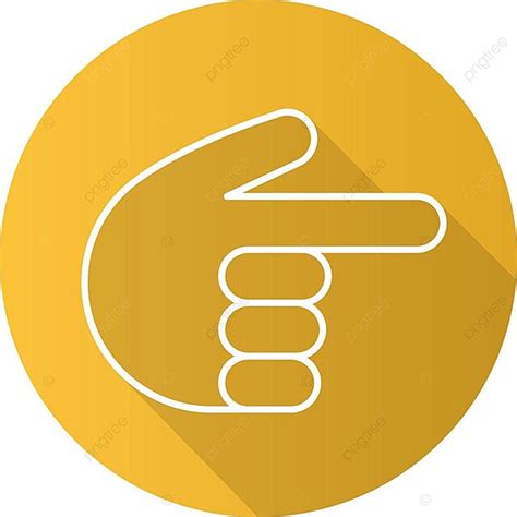 Flat Linear Icon With Long Shadow Featuring A Righthand Pointing