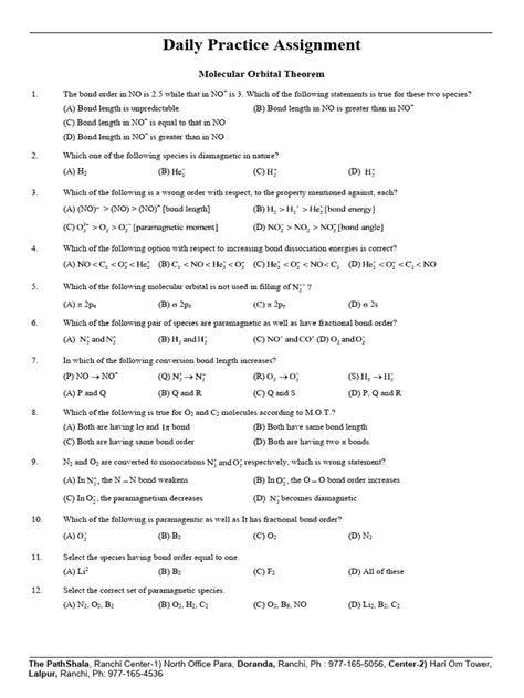 Dpp Molecular Orbital Theorem Pdf Molecular Orbital Materials Science