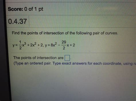 Solved Find the points of intersection of the following pair | Chegg.com