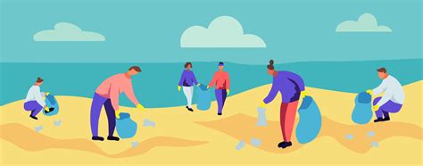 People Picking Up Trash At The Beach 2182942 Vector Art At Vecteezy