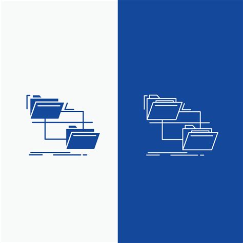 Folder File Management Move Copy Line And Glyph Web Button In Blue Color Vertical Banner For