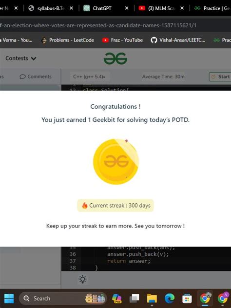 Vishal Ansari On Linkedin Geeksforgeeks Codingmilestone 300daysstreak Alwayslearning