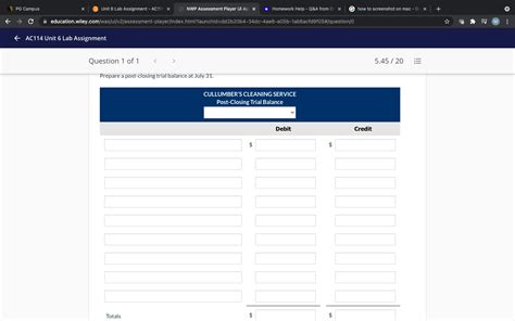 Solved Pg Campus Unit 6 Lab Assignment Ac114 X Nwp Assessment