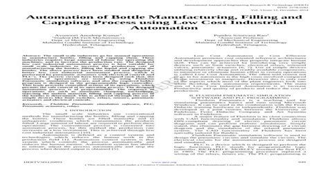 Automation Of Bottle Manufacturing Filling And · Automation Of