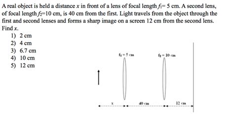 Solved A Real Object Is Held A Distance X In Front Of A Lens Chegg