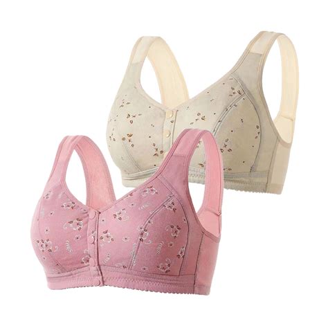 Bvofar Daisy Bras For Older Women Full Coverage Front Closure Bra No