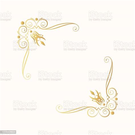 손으로 그린 황금 럭셔리 코너 프레임 화려한 골드 로얄 테두리 벡터 격리 소용돌이 배너 클래식 웨딩 초대 템플릿입니다 결혼식에 대한 스톡 벡터 아트 및 기타 이미지 Istock