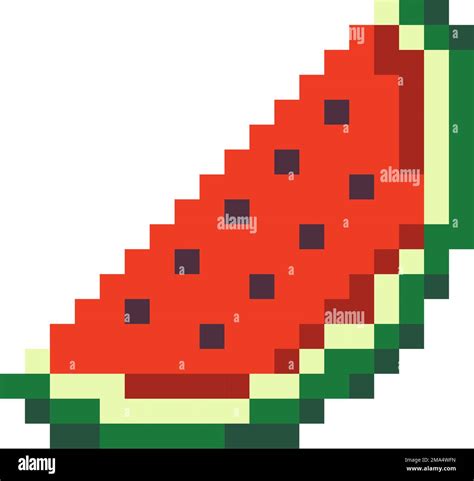 Slice Of Watermelon With Seeds Pixel Art Design Stock Vector Image