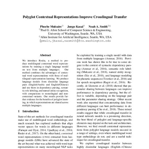 Polyglot Contextual Representations Improve Crosslingual Transfer Acl