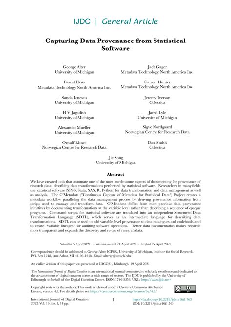 Pdf Capturing Data Provenance From Statistical Software