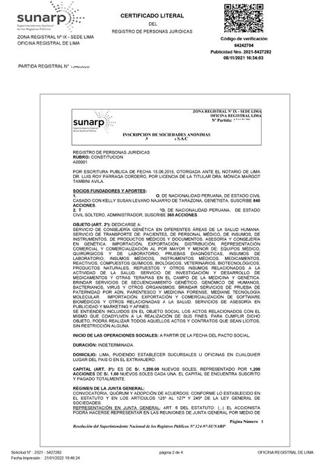 Certificado Literal De Partida Pj Amazonaso
