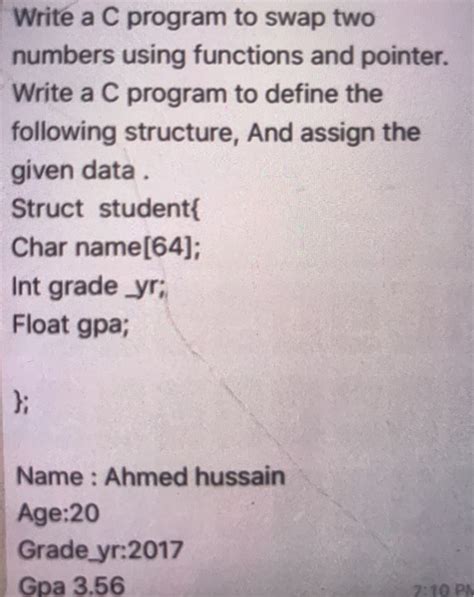 Solved Write A C Program To Swap Two Numbers Using Functions Chegg