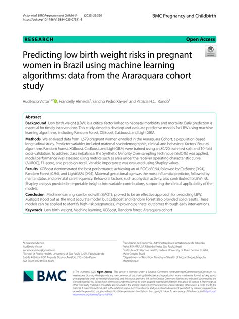 Pdf Predicting Low Birth Weight Risks In Pregnant Women In Brazil