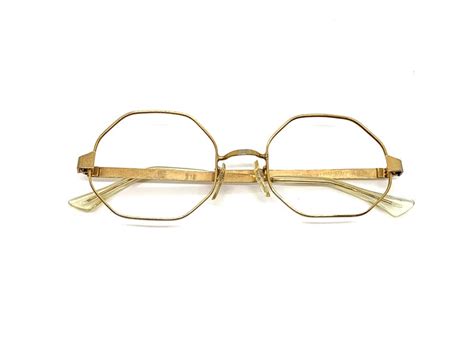 Vintage 60s Gold Octagonal Metal Eyeglass Frames New Old Etsy