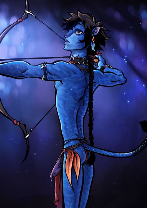 Rule 34 Alien Arrow Weapon Ass Avatar Black Hair Blue Body Blue