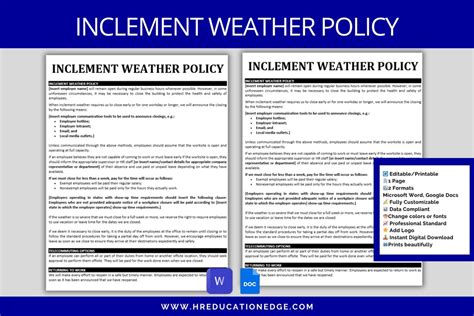 Inclement Weather Policy Hr Procedure Workplace Safety Emergency
