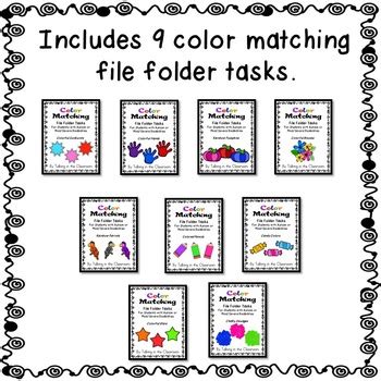 AUTISM FILE FOLDER TASKS WORK JOBS FOR COLOR MATCHING TpT