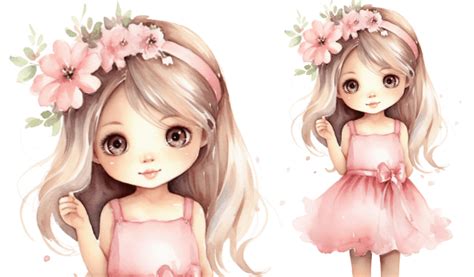 Cute Girl In Pink Dress Graphic By Jo Arts · Creative Fabrica